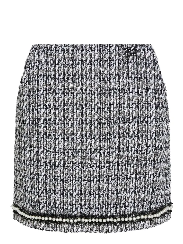 Karl Lagerfeld Pearl-embellished Bouclé Mini Skirt - Black