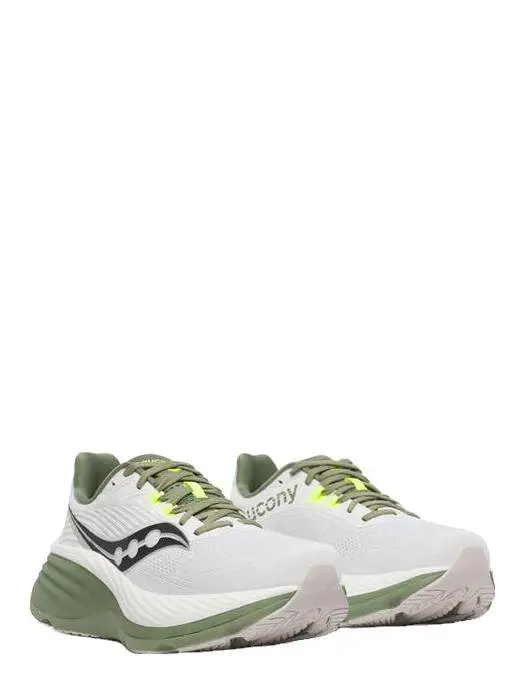 Saucony Hurricane 24 Lace-up Running Shoe - White/ Olivine