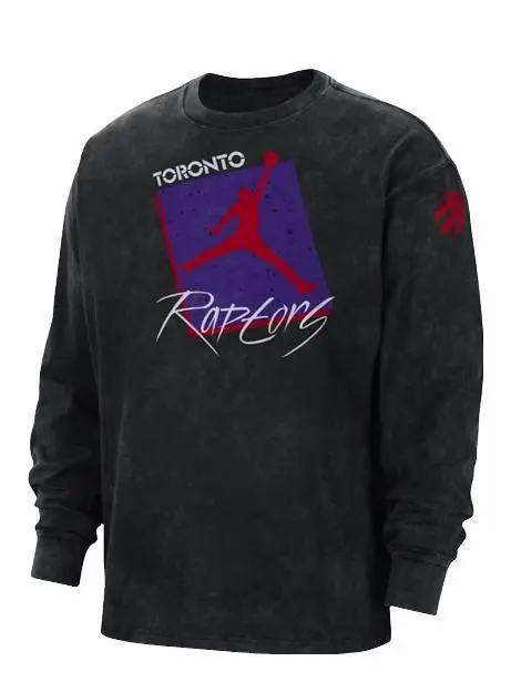 JORDAN Nba Toronto Raptors Long Sleeve Loose Fit T-shirt - Black
