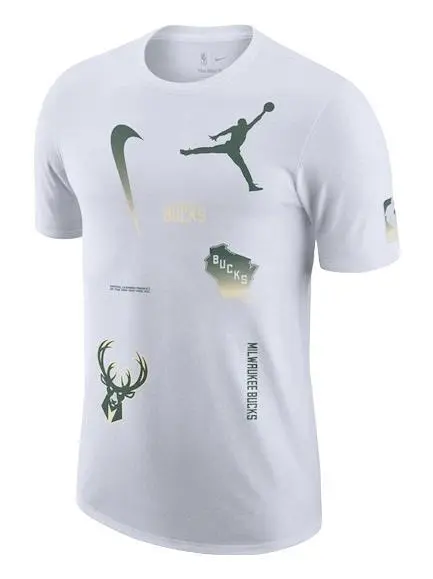 JORDAN Nba Milwaukee Bucks Courtside Statement Editiion T-shirt - White/green