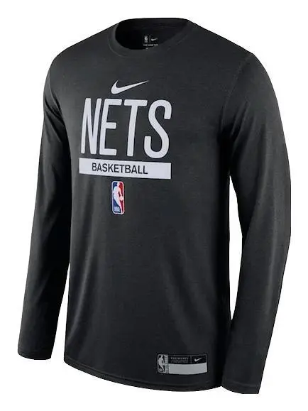 Nike Nba Brooklyn Nets Team Logo Long Sleeve Drifit T-shirt - Black/white