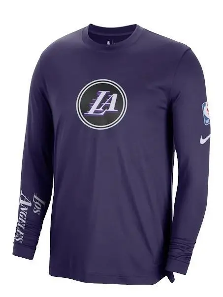Nike Nba Los Angeles Lakers City Edition Drifit Loose Fit Long Sleeve T-shirt - Purple