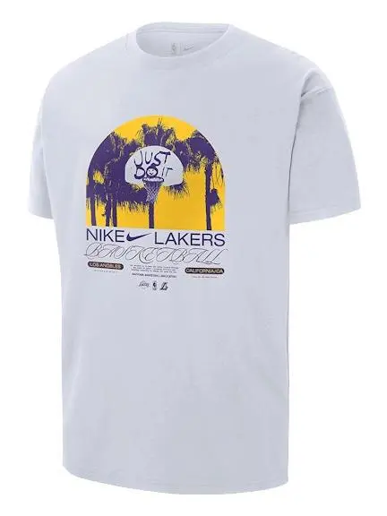 Nike Nba Los Angeles Lakers Courtside Max 90 Loose Fit T-shirt - White/purple/yellow