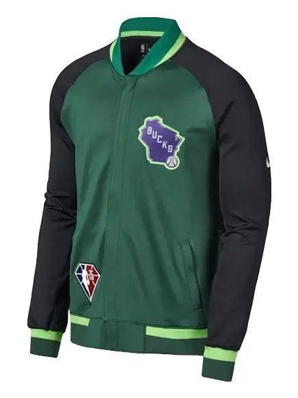 Nike Nba Milwaukee Bucks Showtime City Edition Jacket - Green/black