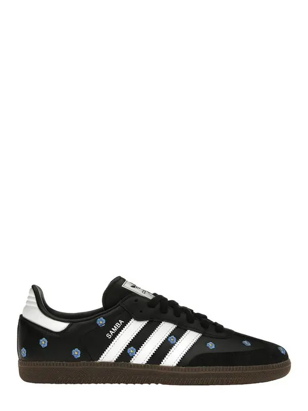 Adidas Samba Light Blue Floral Sneakers - Black/core Black/footwear White