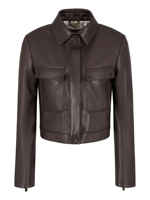 Giorgio Armani Short Nappa-leather Jacket - Brown