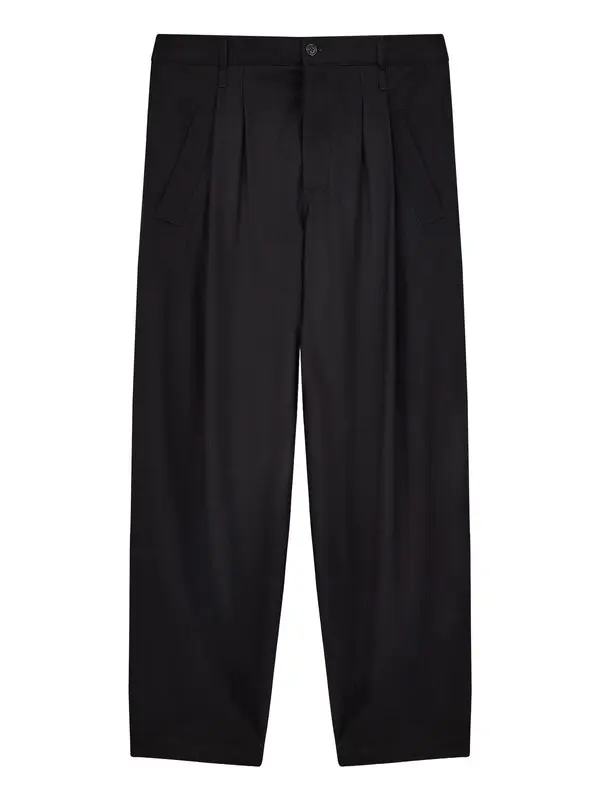 Giorgio Armani Single-pleat Wool Trousers - Black