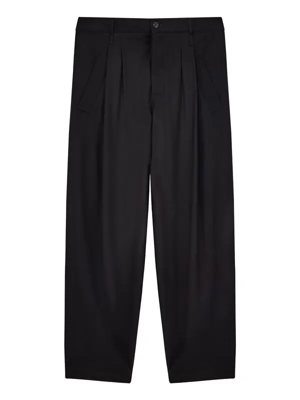 Giorgio Armani Single-pleat Wool Trousers - Black