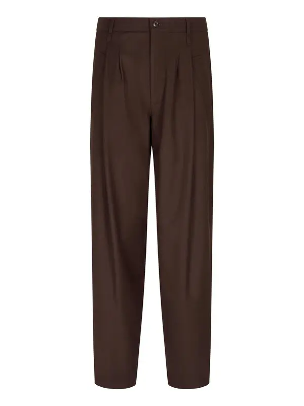 Giorgio Armani Single-pleat Wool Trousers - Brown