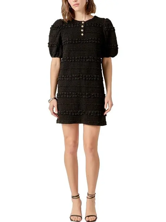 English Factory Smocked Mini Dress - Black