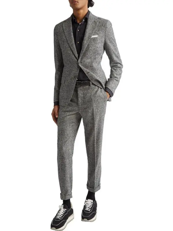 Eleventy Prince Of Wales Alpaca Blend Suit - Carbon