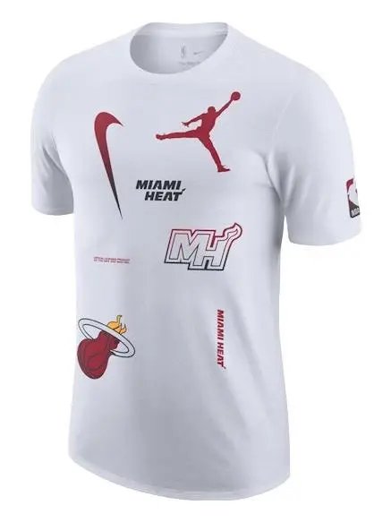 JORDAN Nba Miami Heat Courtside Statement Edition Loose Fit T-shirt - White/dark Red