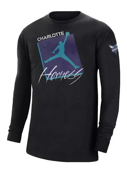 JORDAN Nba Charlotte Hornets Courtside Statement Edition Max 90 T-shirt - Black