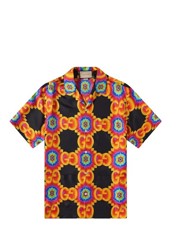 Gucci Gg Psychedelic Silk Shirt/in - Orange/black/multi