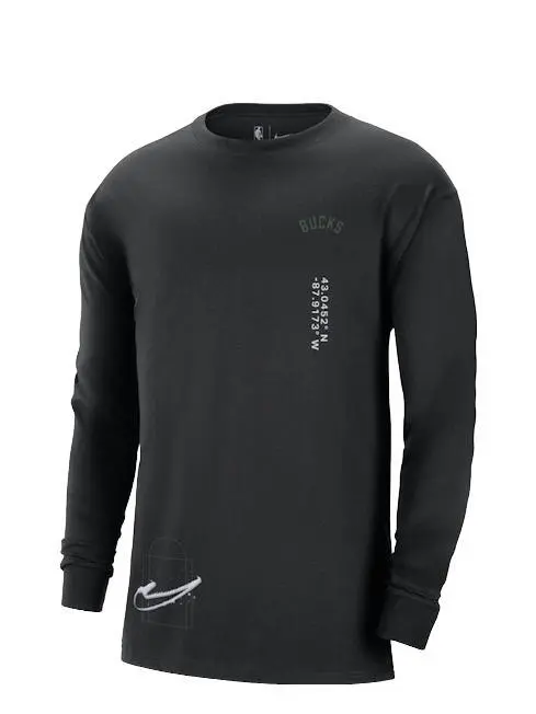 Nike Nba Milwaukee Bucks Cts Max 90 Long Sleeve T-shirt - Black