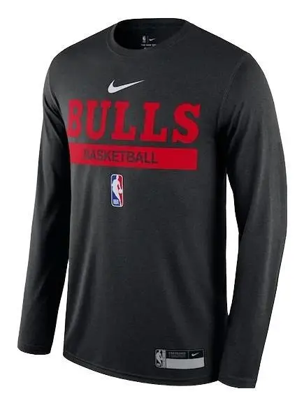 Nike Nba Chicago Bulls Practice Dri-fit Long Sleeve T-shirt - Black