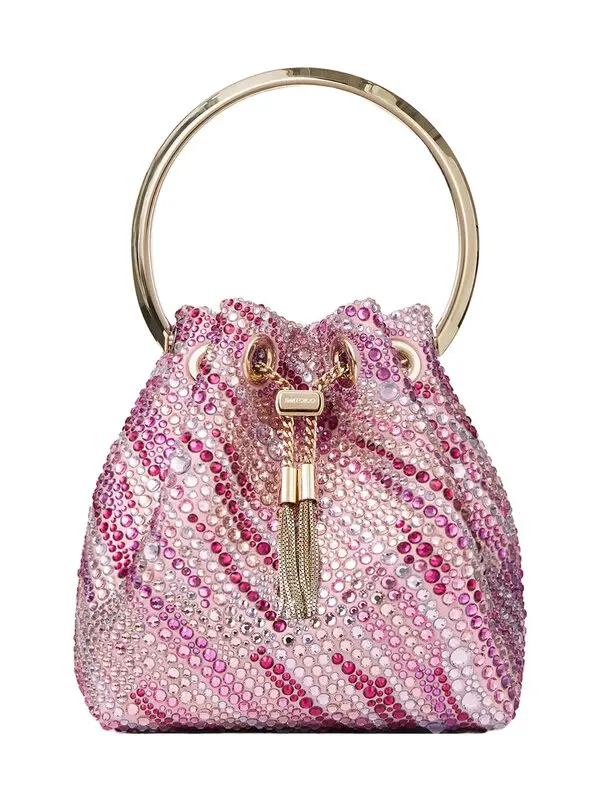 JIMMY CHOO Bon Bon Crystal-embellished Satin Handbag - Pink Mix
