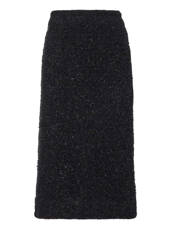 Balenciaga Cotton-blend Tweed Midi Skirt - Black