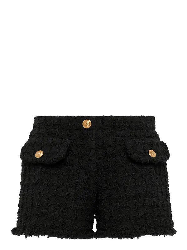 Versace Heritage Cotton-blend Tweed Shorts - Black