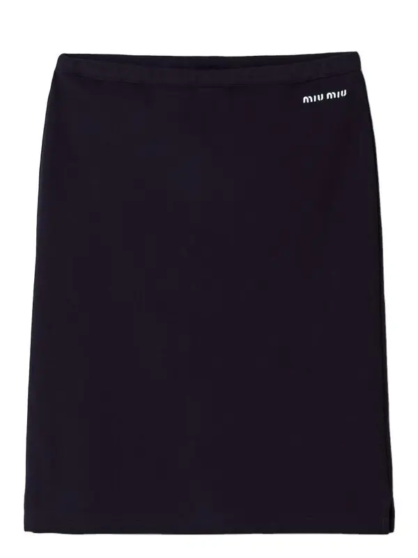 Miu Miu Cotton Piqué Skirt - Navy