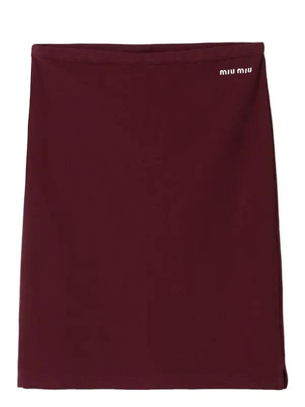 Miu Miu Cotton Piqué Pencil Skirt - Amaranth Red/maize Yellow