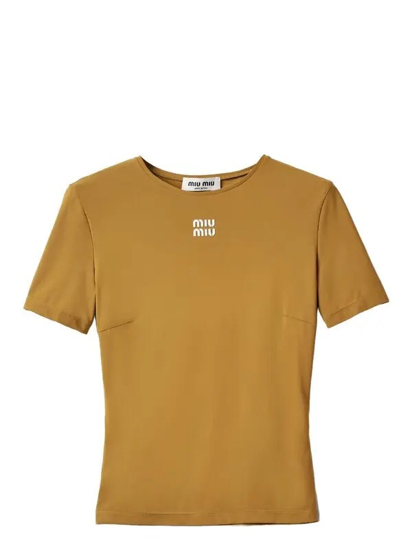 Miu Miu Stretch Jersey Top - Olive Green