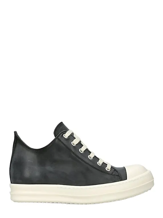 Rick Owens Toe-cap Leather Low-top Trainers - Blk/white