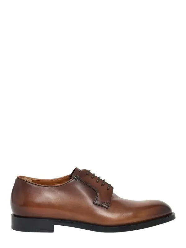 Zegna Leather Derby Loafers - Dark Brown