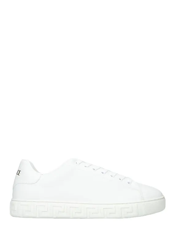 Versace Greca-pattern Leather Low-top Trainers - White