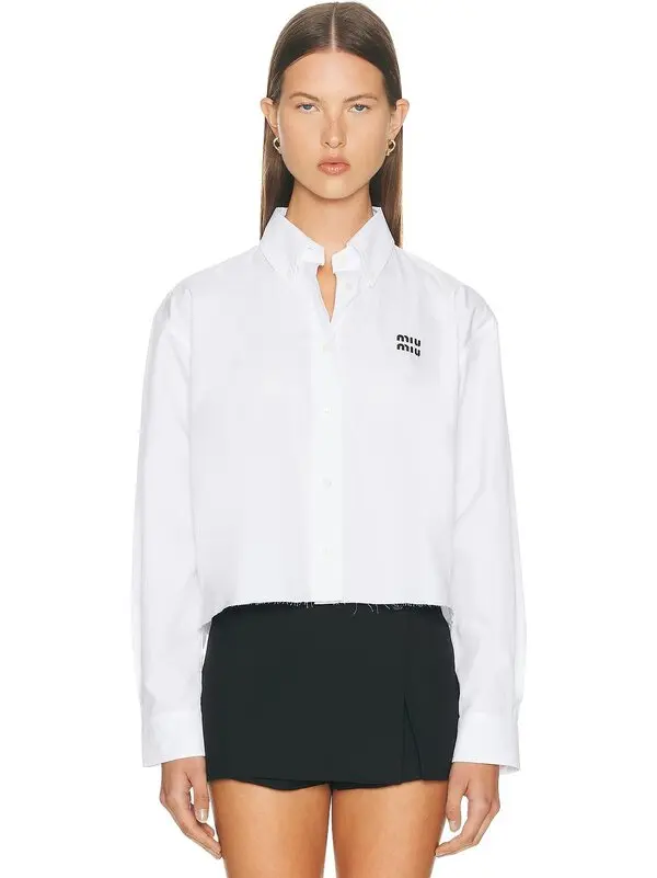 Miu Miu Cropped Button Up Top - Bianco