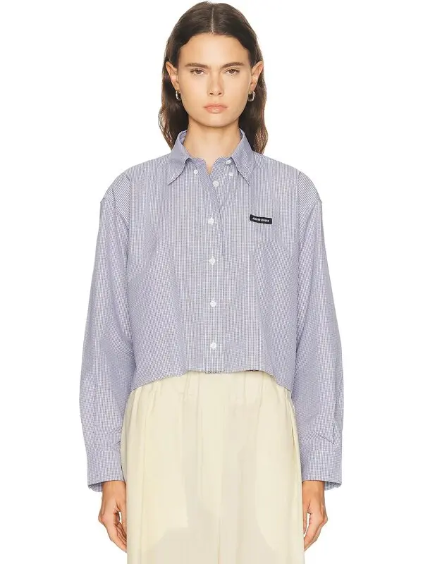 Miu Miu Cropped Button Up Top - Celeste & Blue