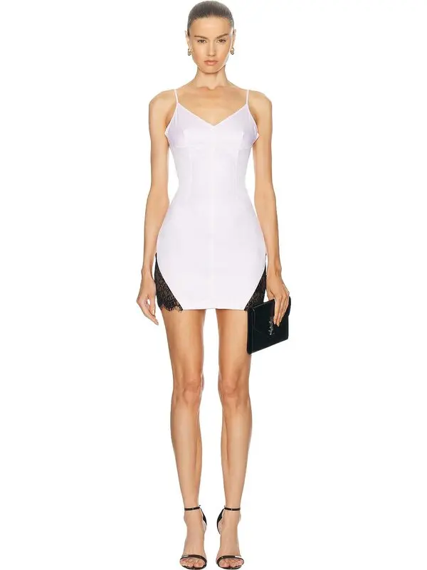 FLEUR DU MAL Lace Insert Poplin Mini Dress - Baby Pink