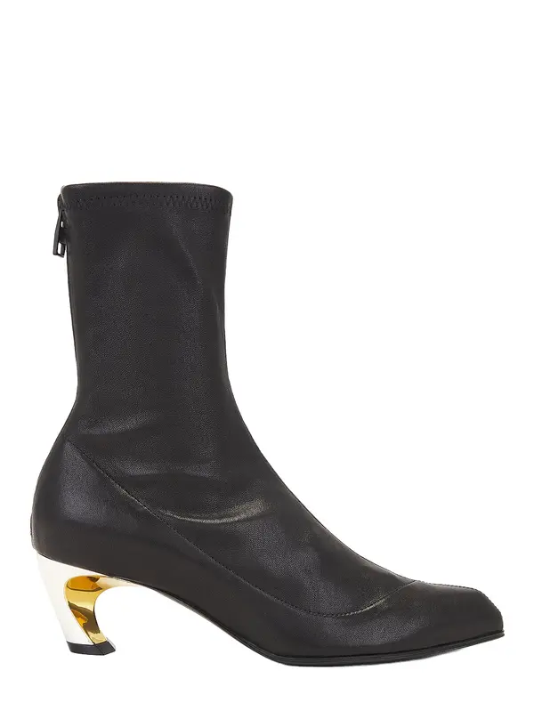 Alexander McQueen Leather Sock Boot - Black  Silver  & Gold