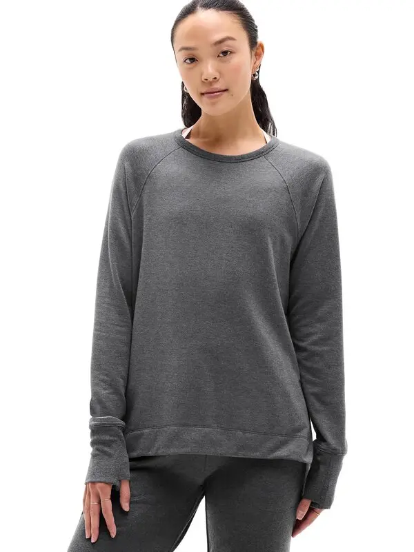 Athleta Coaster Luxe Recover Relaxed Sweatshirt - Charcoal Grey Heather