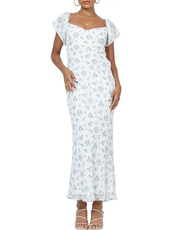 Princess Polly Hera Floral Maxi Dress - White
