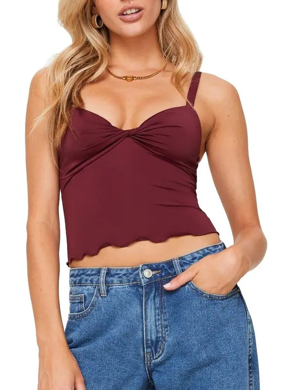 Princess Polly Greyer Twist Front Camisole - Dark Red