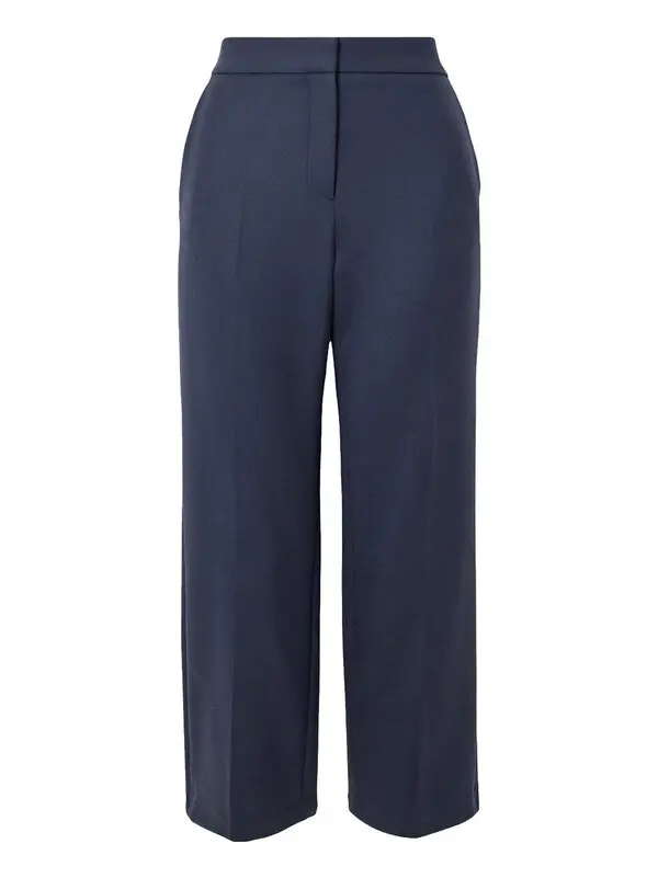 Brandon Maxwell Cropped Wool-blend Straight-leg Pants - Navy
