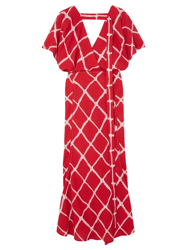 Victoria Beckham Cutout Printed Maxi Dress - Red