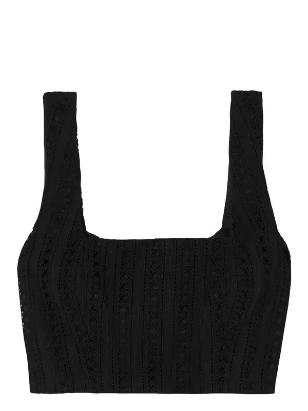 Adam Lippes Broderie Anglaise Cotton Top - Black