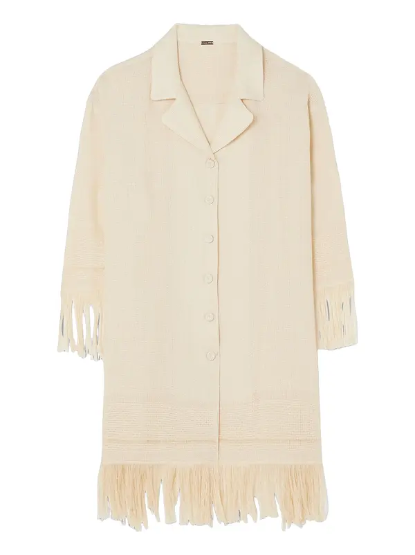 Adam Lippes Siwa Fringed Gauze Shirt - Cream
