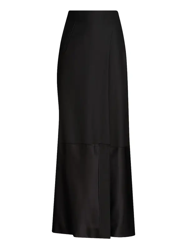 Victoria Beckham Twill-paneled Satin Maxi Wrap Skirt - Black