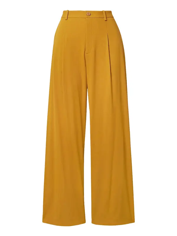 Lapointe Pleated Crepe Straight-leg Pants - Marigold