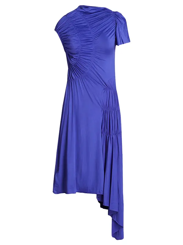 Victoria Beckham Asymmetric Draped Midi Dress - Indigo