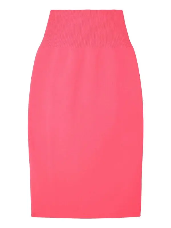 Victoria Beckham Vb Body Ribbed Stretch-knit Midi Skirt - Bright Pink