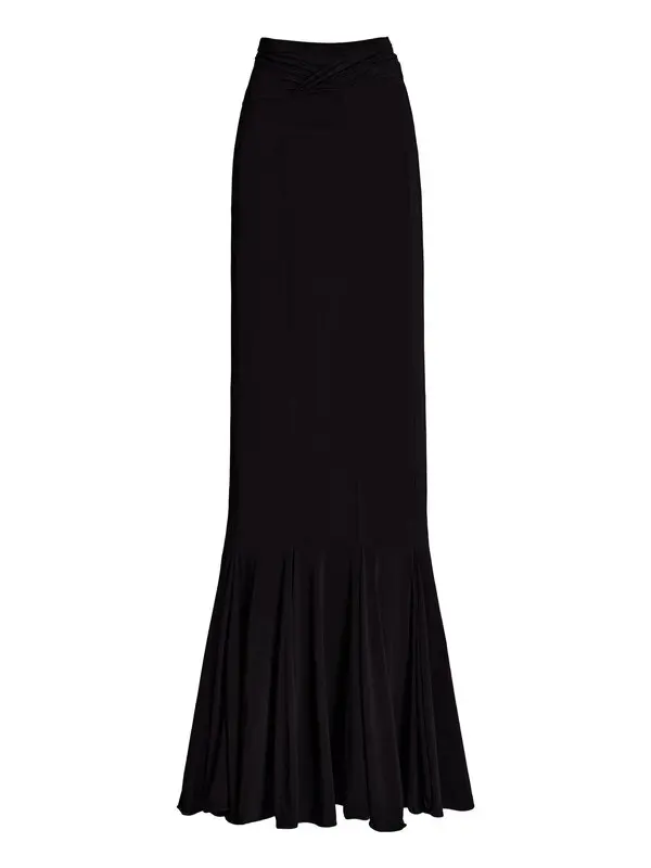NENSI DOJAKA V-waist Flared Maxi Skirt - Black