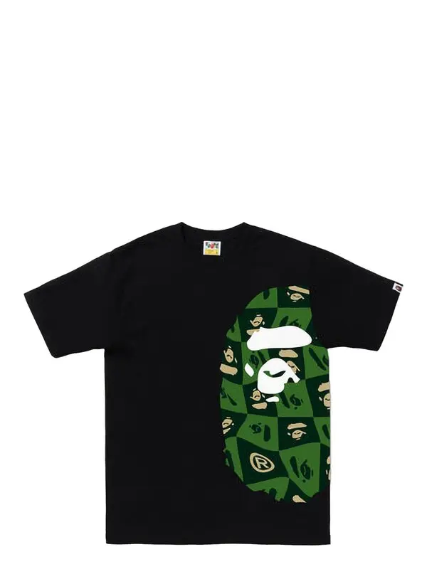 A BATHING APE Distortion Side Big Ape Head Tee Shirt - Black Green