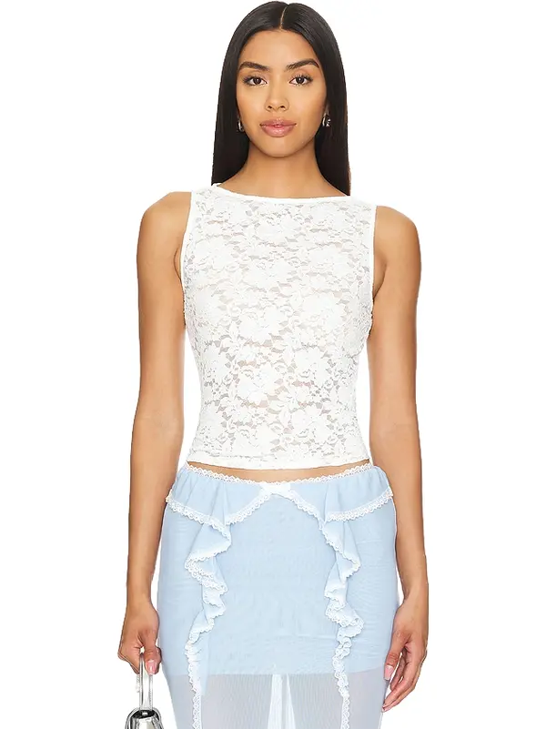 MORE TO COME Iris Lace Top - White
