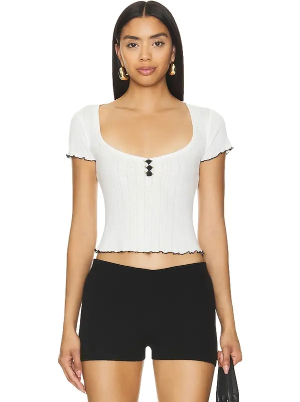 MORE TO COME Ceri Top - White & Black