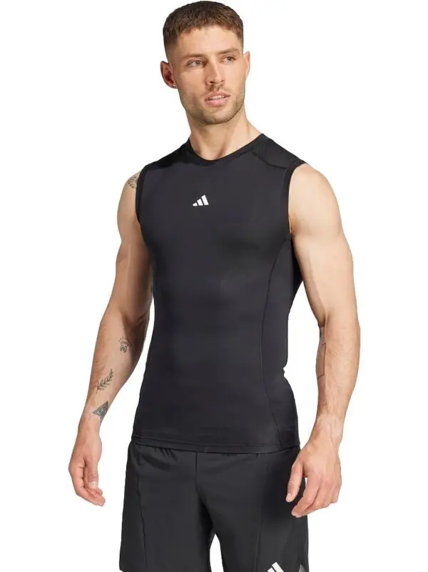 Adidas Techfit Compression Sleeveless Training Tee - Black
