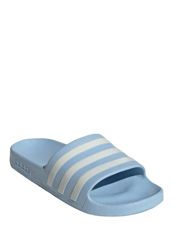 Adidas Adilette Aqua Slides - Glow Blue / Zero Metalic / Zero Metalic